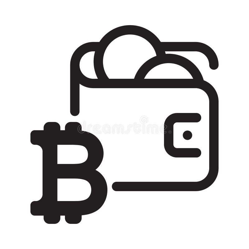 Bitcoin Wallet Line Icon. Cash Bitcoin E-payment, Vector Illustration ...