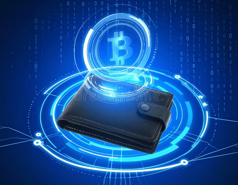 Bitcoin and Wallet on Tech Background Stock Image - Image of asset ...