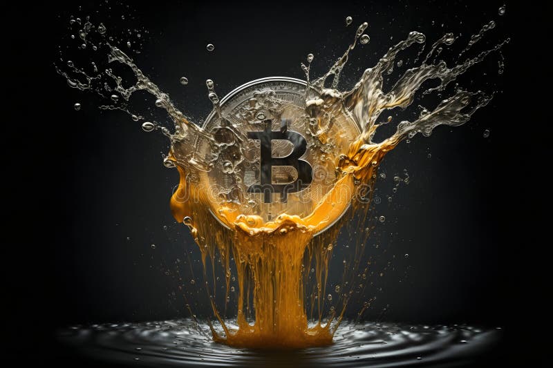 Bitcoin Water Splash. Generative AI Stock Illustration - Illustration ...