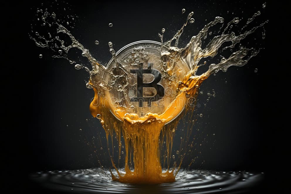 Bitcoin Water Splash. Generative AI Stock Illustration - Illustration ...