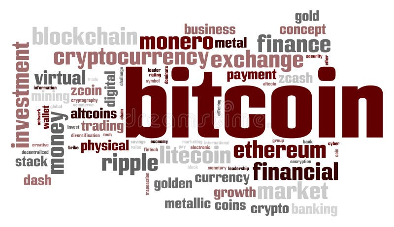 Bitcoin word cloud stock illustration. Illustration of digital - 112375451