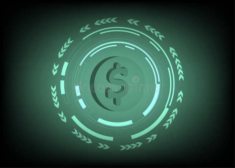 3D Dollar Sign Technology Abstract on Green Tone Background. Stock ...