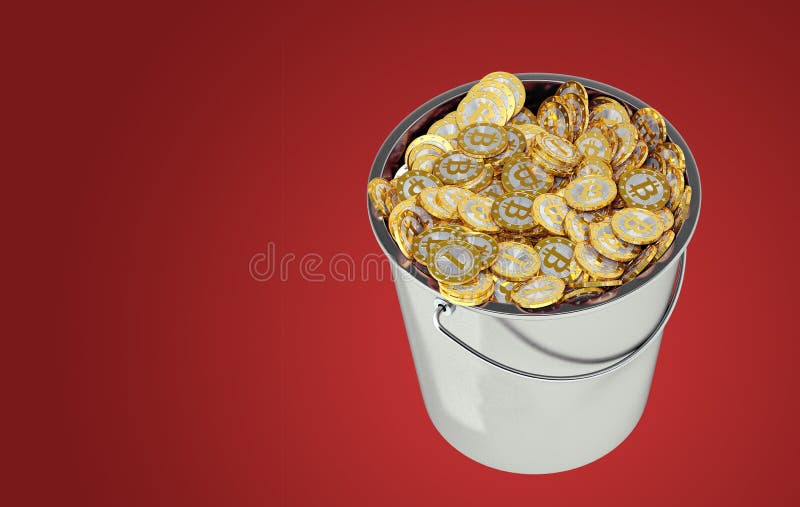 Bitcoins in Bucket - Isolated on White Stock Photo - Image of gold ...