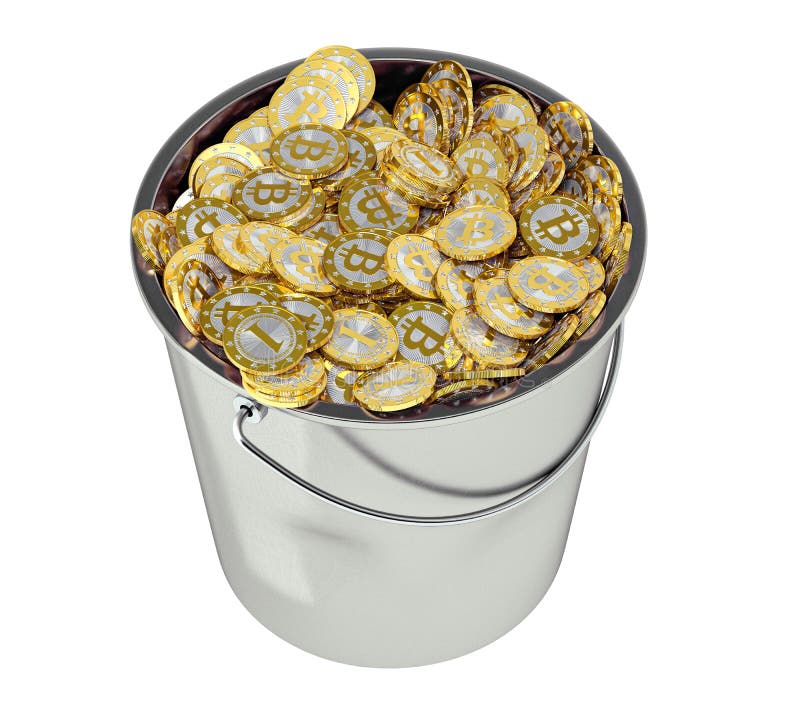 Bitcoins in Bucket - Isolated on White Stock Illustration ...