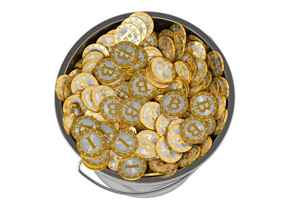 Bitcoins in a Bucket - Isolated on White Stock Illustration ...