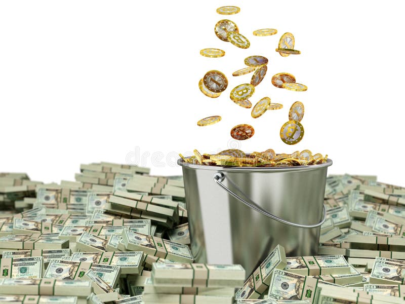 Bitcoins in Bucket stock illustration. Illustration of bucket - 41180259