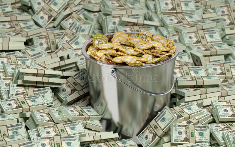 Bitcoins in Bucket stock image. Image of online, icon - 41186887