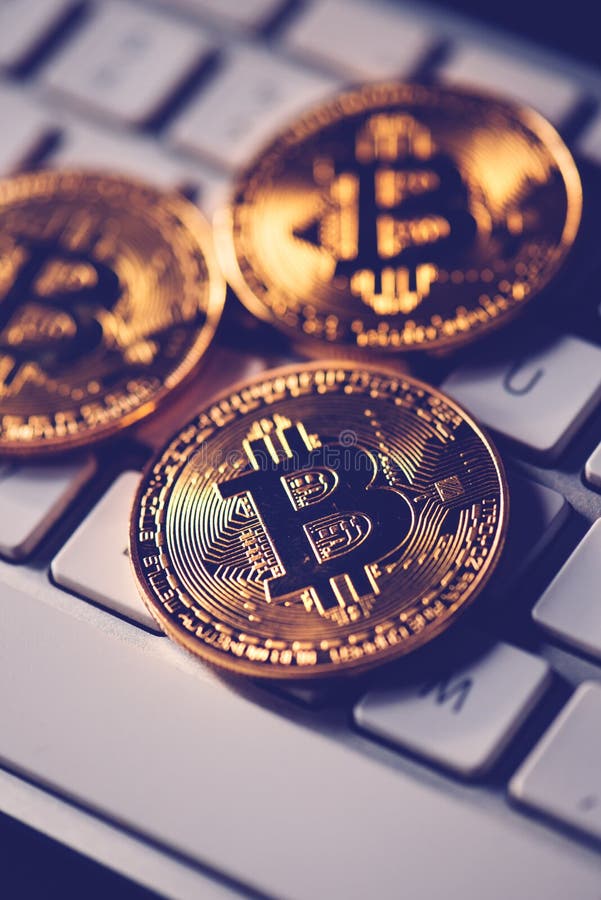 Bitcoins on Computer Keyboard Stock Photo - Image of payment ...
