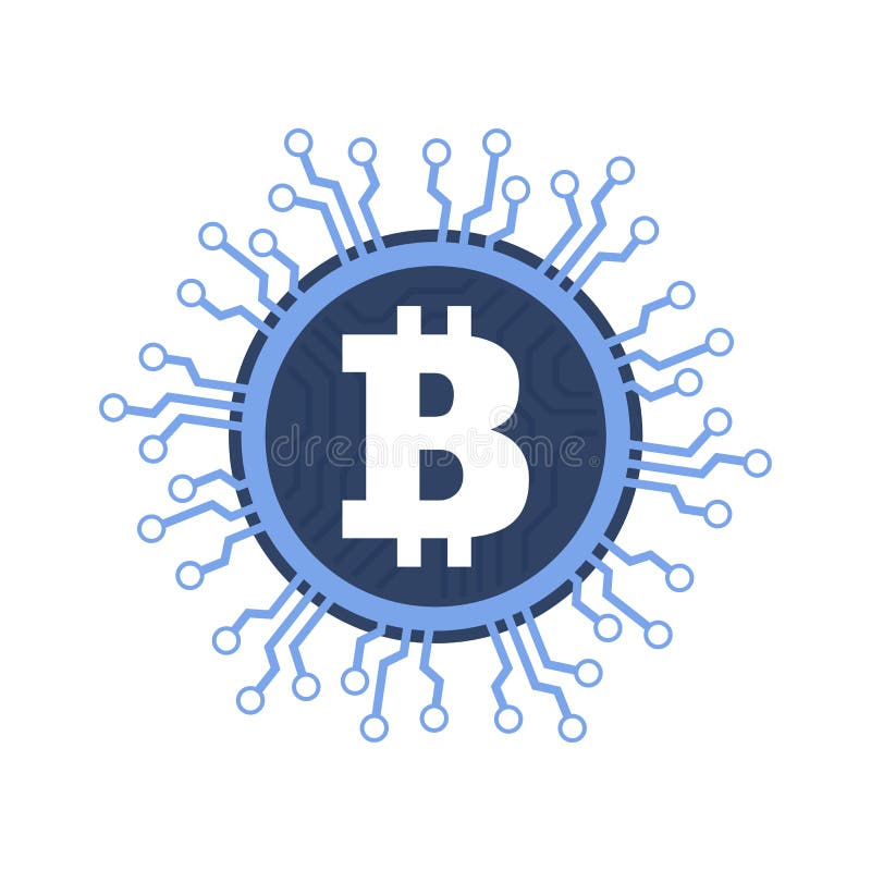 Bitcoins Digital Currency Technology. Blockchain Network Illustration ...