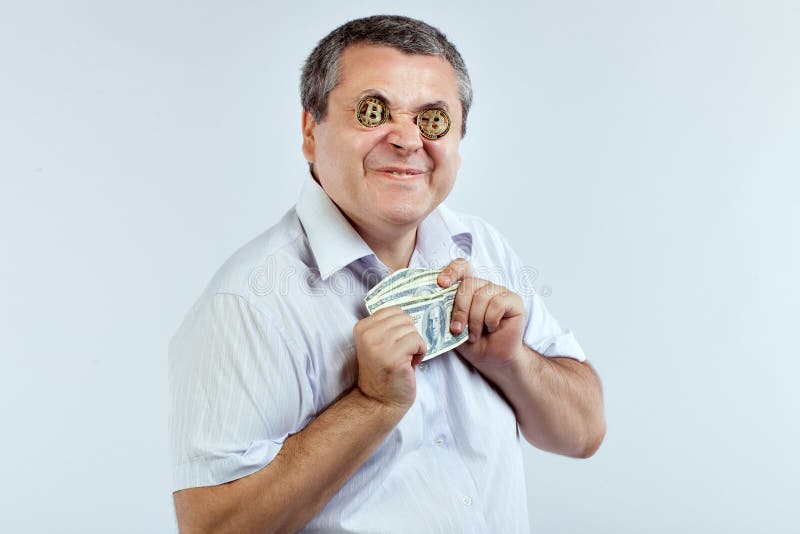 Bitcoins in the eyes. stock image. Image of crypto, invest - 122459773