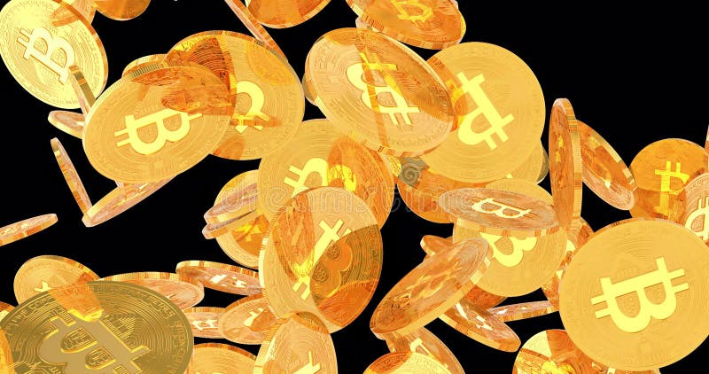 Bitcoins Falling Down. 3D Animation on Transparent Background Stock ...