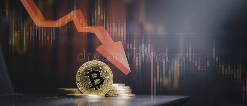 Bitcoins falling on a pile stock photo. Image of earnings - 96057220