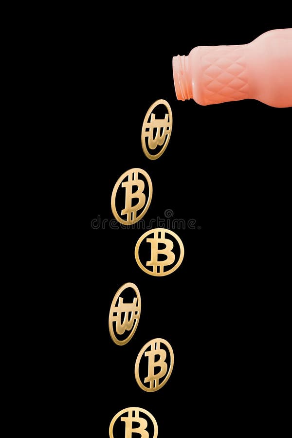 Bitcoins falling on a pile stock photo. Image of earnings - 96057220