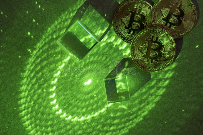 Bitcoins and hexagons stock image. Image of laser, gold - 137935625