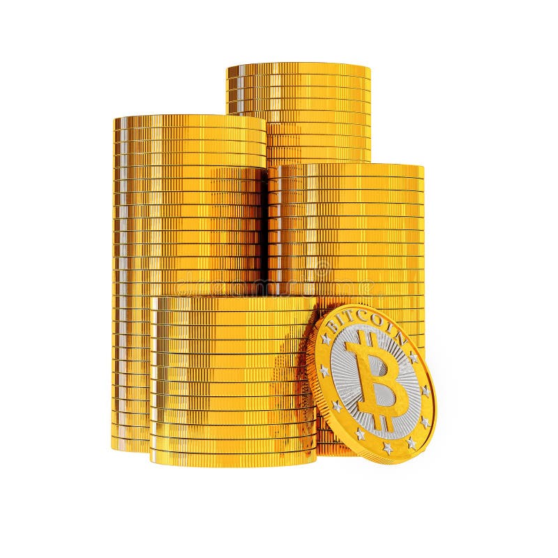 Stack of Bitcoins Isolated on White. Stock Illustration - Illustration ...