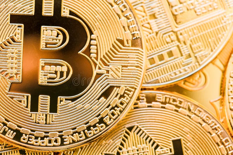 Bitcoins. Physical Bit Coins. Digital Currency. Cryptocurrency. Golden ...