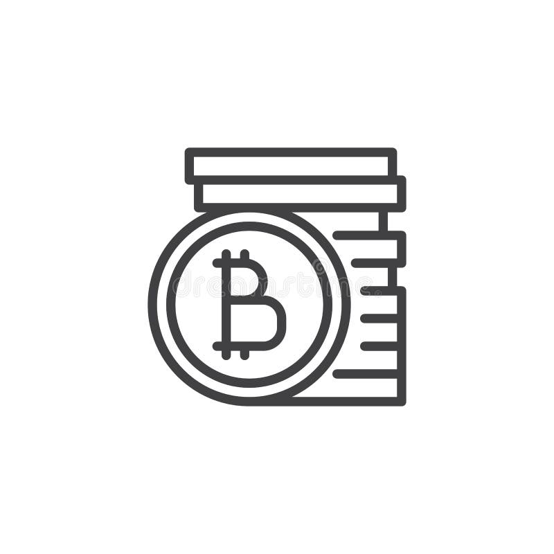 Bitcoins Stack Outline Icon Stock Vector - Illustration of logo ...