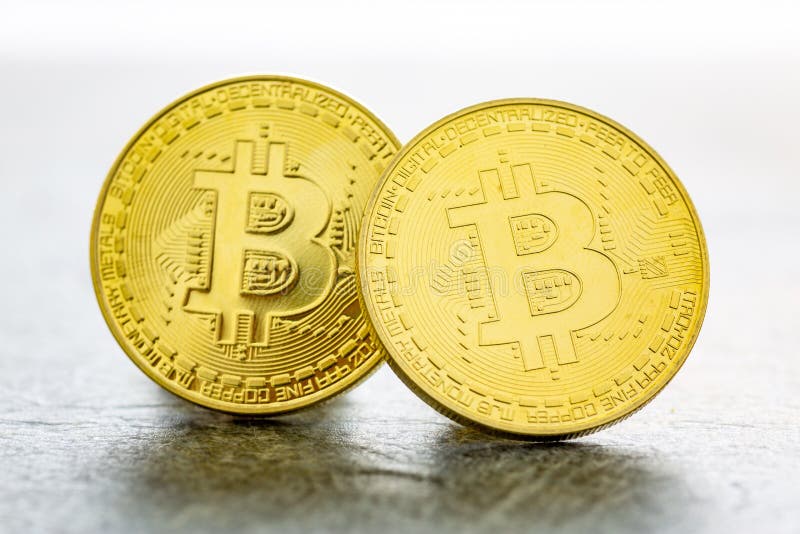 Bitcoins Standing on the Side on a Table. Stock Photo - Image of future ...