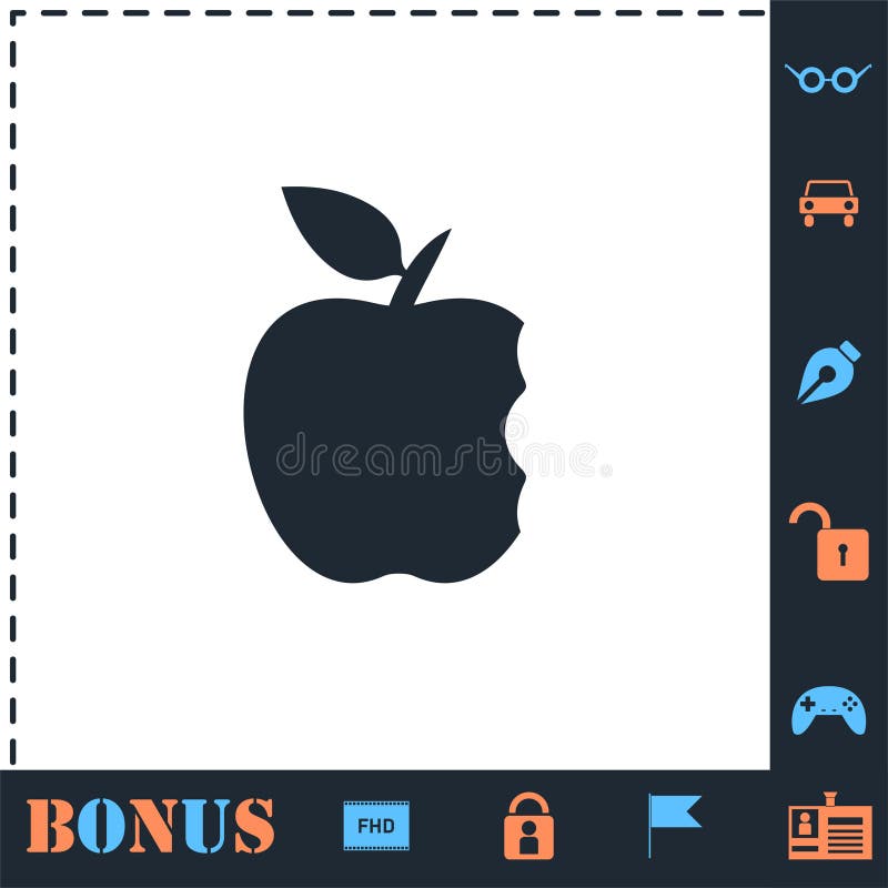Bite apple icon flat stock vector. Illustration of black - 145119963