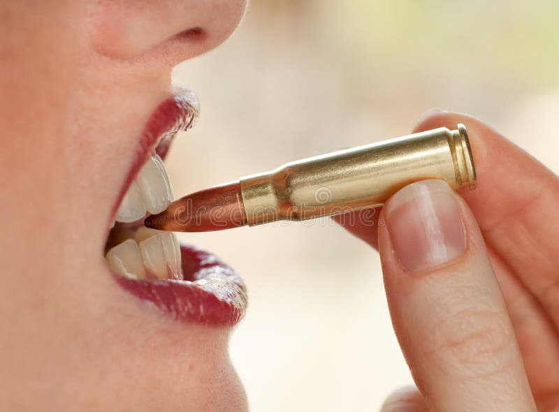 Bite the bullet stock image. Image of biting, female, lips - 9740269