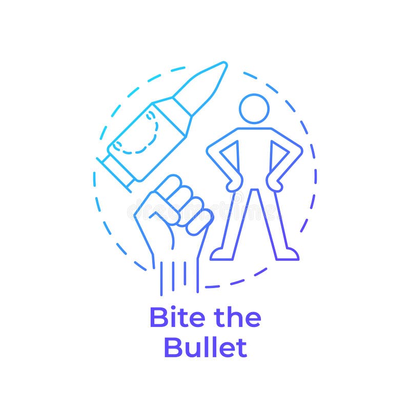 Bite the Bullet Blue Gradient Concept Icon Stock Vector - Illustration ...