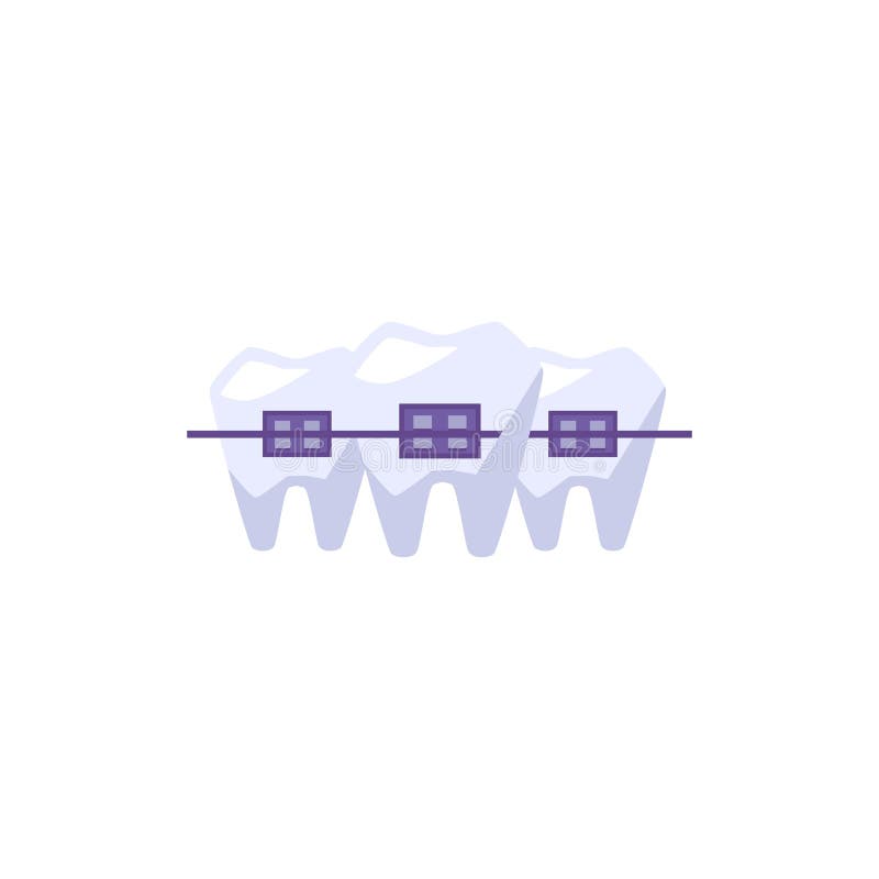 Bite Correction and Teeth Aesthetics with Braces Vector Illustration ...