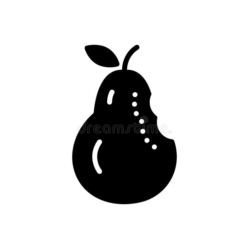 Black Solid Icon for Bite, Pear and Cutting Stock Vector - Illustration ...