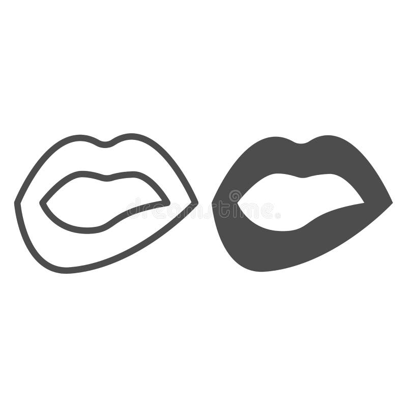 Bite Lips Line and Solid Icon, Sexual Concept, Lips Sign on White ...