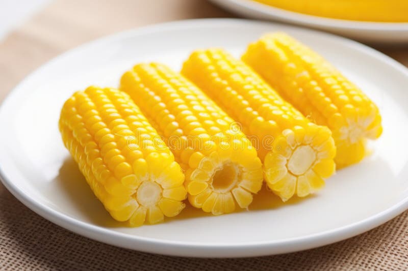 Bite Marks on a Butter Glazed Sweet Corn on a White Plate Stock Image ...