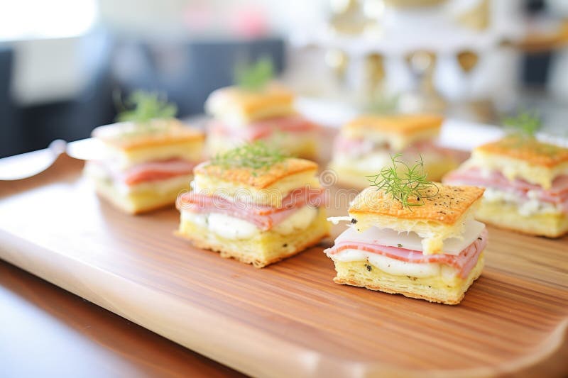 Bite-sized Croque Monsieur Appetizers on a Serving Tray for Party Stock ...