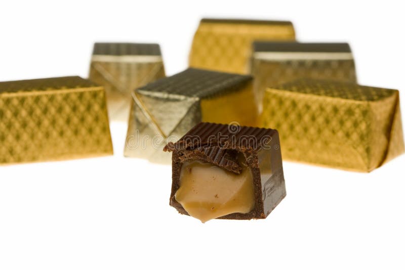 Bite and Wrapped Chocolate Candies Stock Image - Image of tasty, broken ...