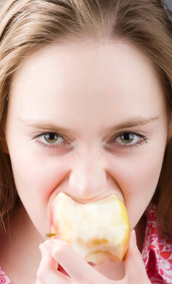 Biting apple stock image. Image of adult, hair, hostile - 13460419