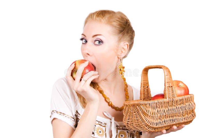 Biting apple stock photo. Image of basket, attractive - 19695108
