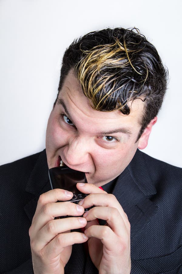 Biting Cell Phone stock photo. Image of mouth, failure - 33108696