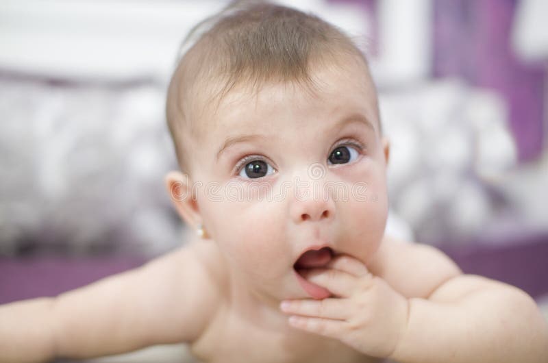 Biting hand stock photo. Image of diapers, girl, cute - 32025968