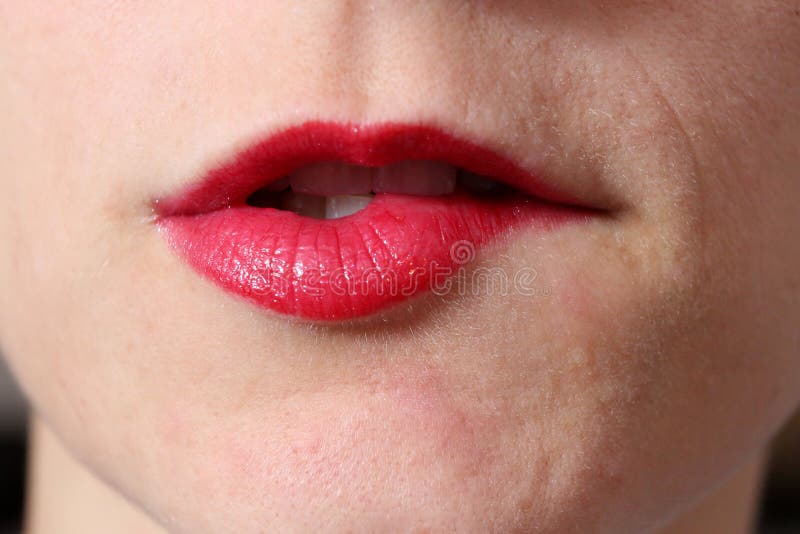 Biting lips stock image. Image of woman, sensual, closeup - 48816225