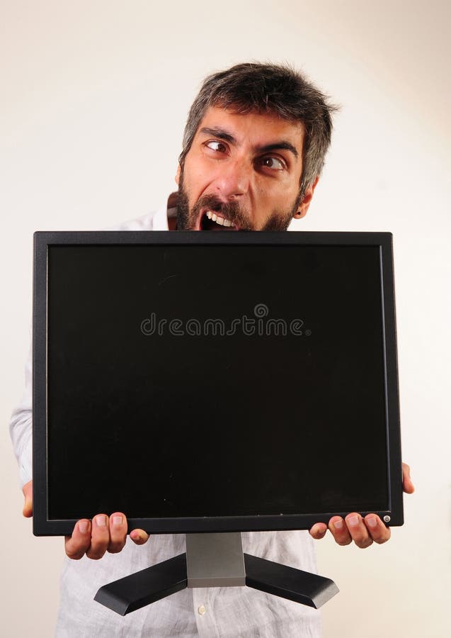 Man Inside Computer Tv Screen Stock Photo - Image of science, human ...