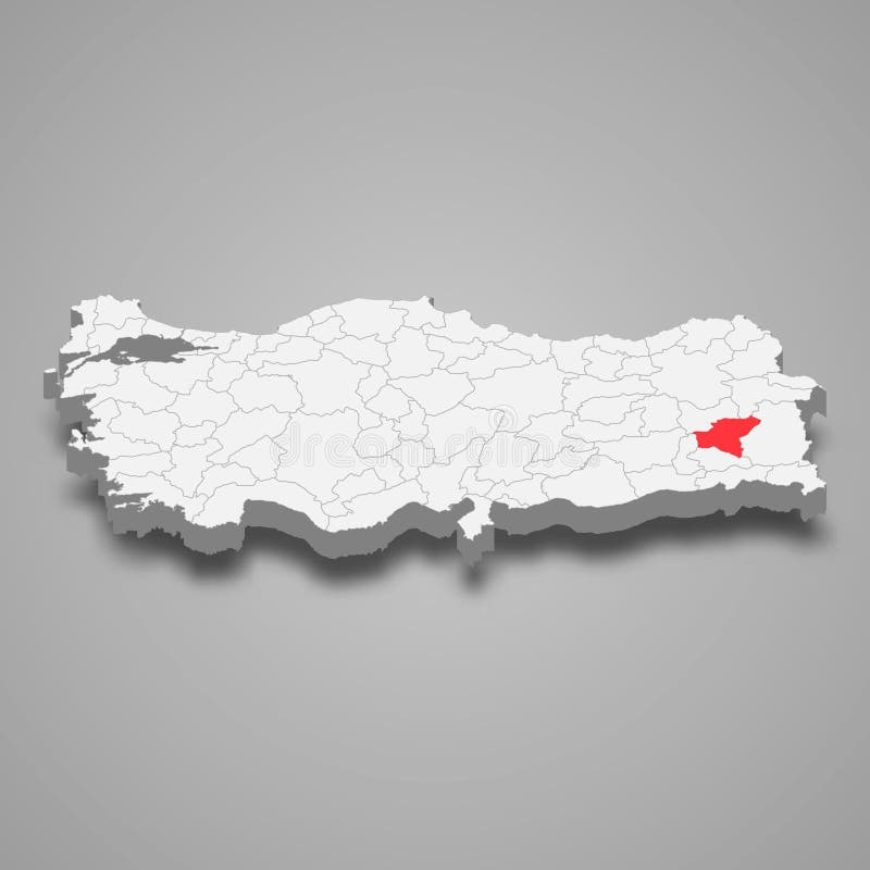 Bitlis Region Location within Turkey 3d Map Stock Vector - Illustration ...