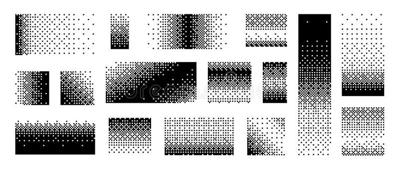 Bitmap Gradient Border Set. Black Dotted Halftone Collection Stock ...