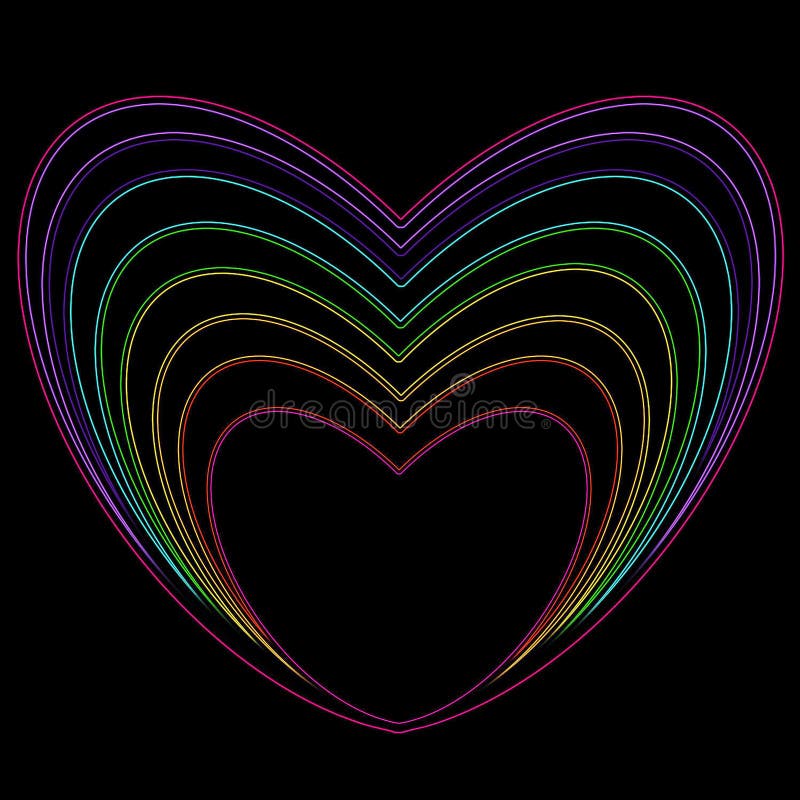 The Bitmap in the Shape of a Heart in Rainbow Colors on a Purple ...