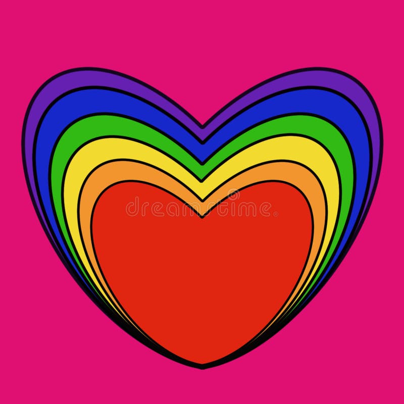 The Bitmap in the Shape of a Heart in Rainbow Colors on a Purple ...