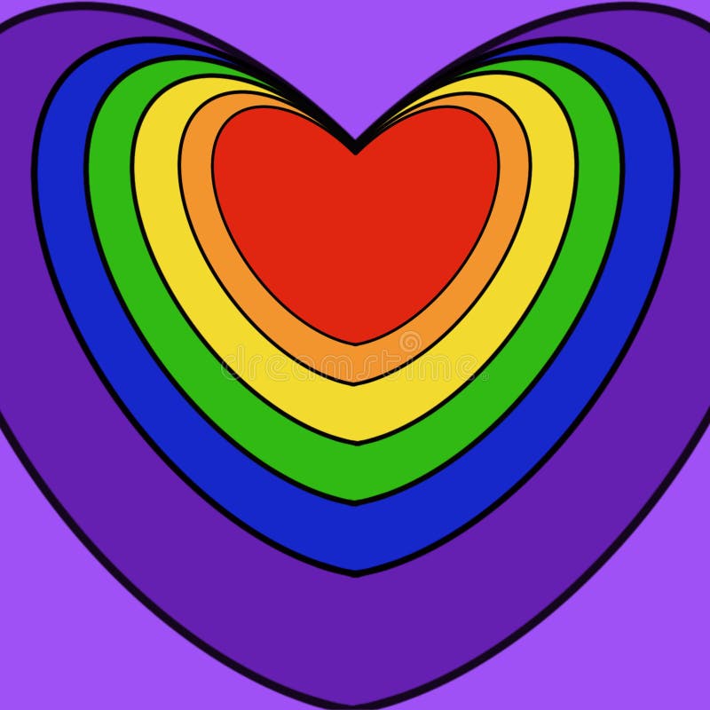 The Bitmap in the Shape of a Heart in Rainbow Colors on a Purple ...