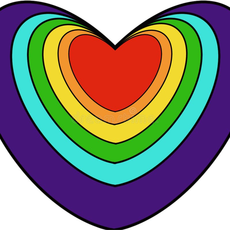 The Bitmap in the Shape of a Heart in Rainbow Colors on White ...