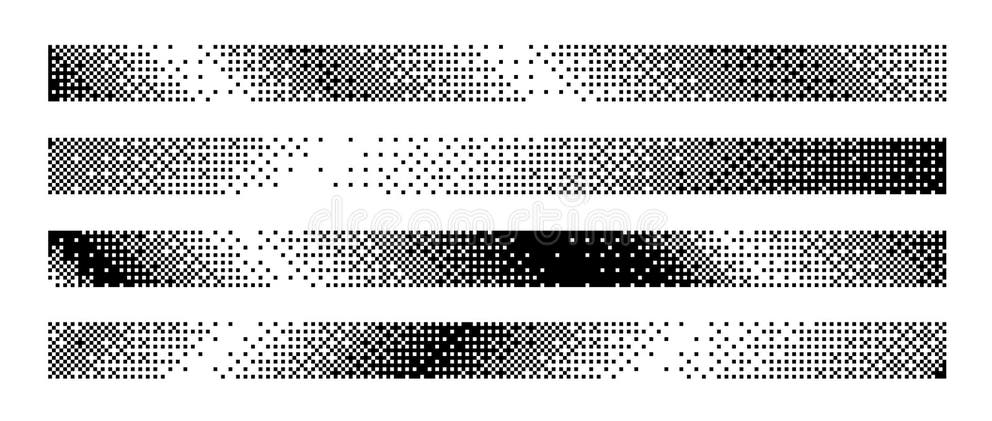 Bitmap Slanted Gradient Border Set. Diagonal Dotted Halftone Header or ...