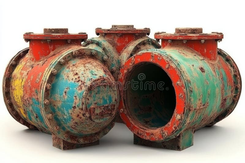 Bits of Ancient Cast-iron Water Pipes on a White Backdrop. after ...