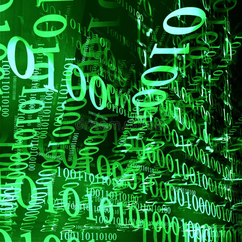 Red Green Bytes of Binary Code Flying in a Vortex Stock Illustration ...