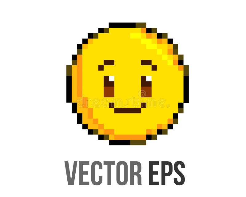 8 Bits Pixel Art Yellow Smiling Face Flat Icon Stock Vector ...