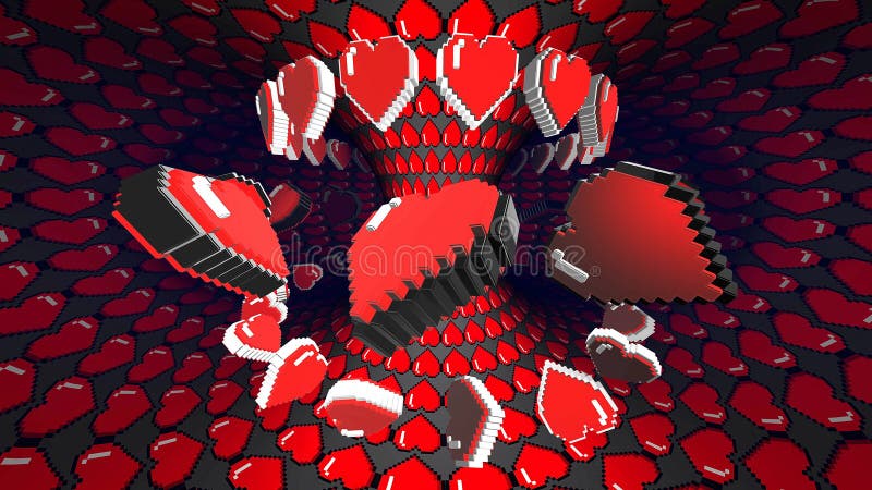 8 Bits Pixel Hearts Illustration. Retro Arcade Video Game ValentineÂ´s ...