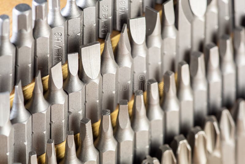 Bits for Screwdriver and Screwdriver Stock Photo - Image of closeup ...