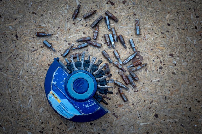 Bits for the Screwdriver, Rusty Stock Photo - Image of bolt, silver ...